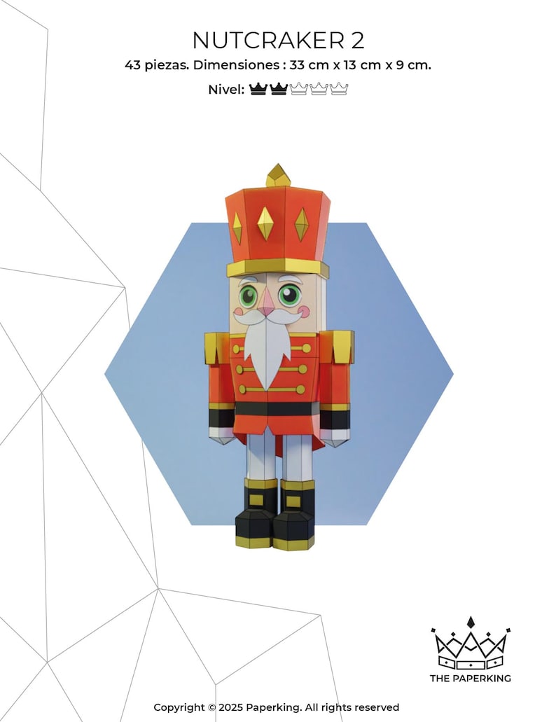 Nutcracker Papercraft 3D – Low Poly PDF Svg Dxf Template | Pepakura ...