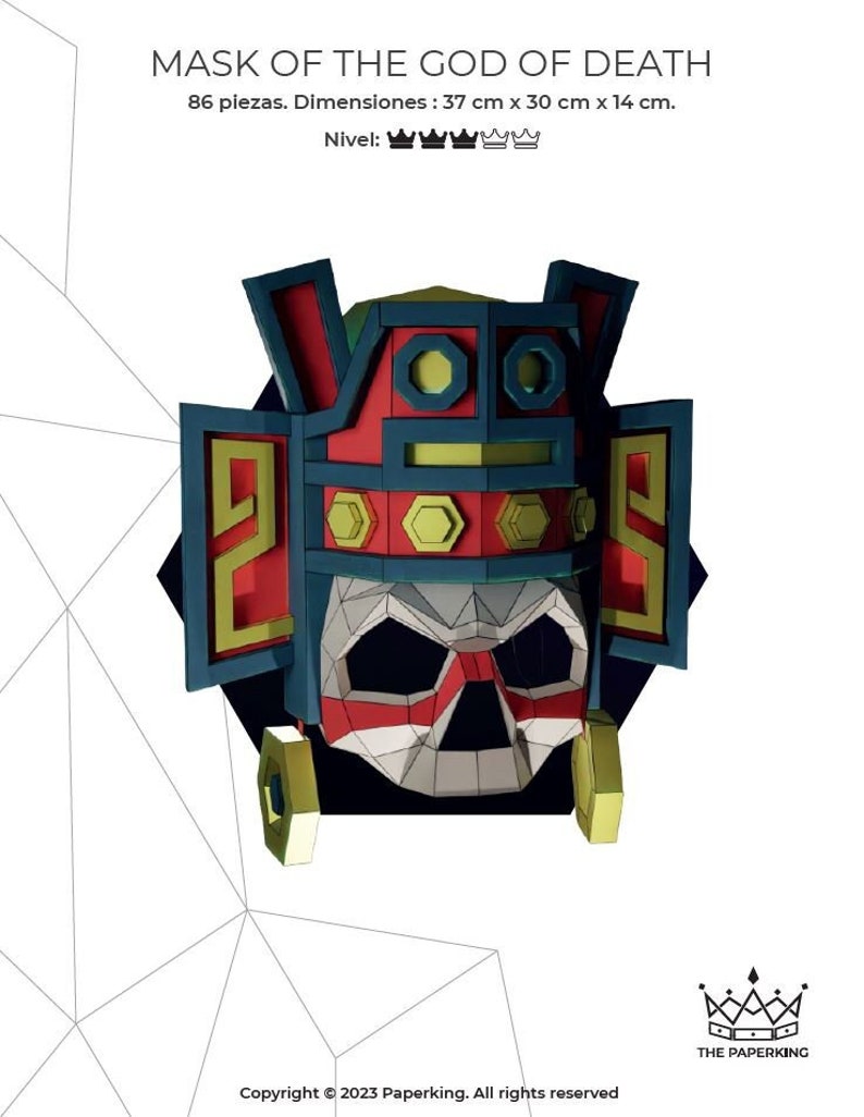 Aztec Mask Papercraft 3D, Pepakura Pdf Template Low Polygonal Paper ...