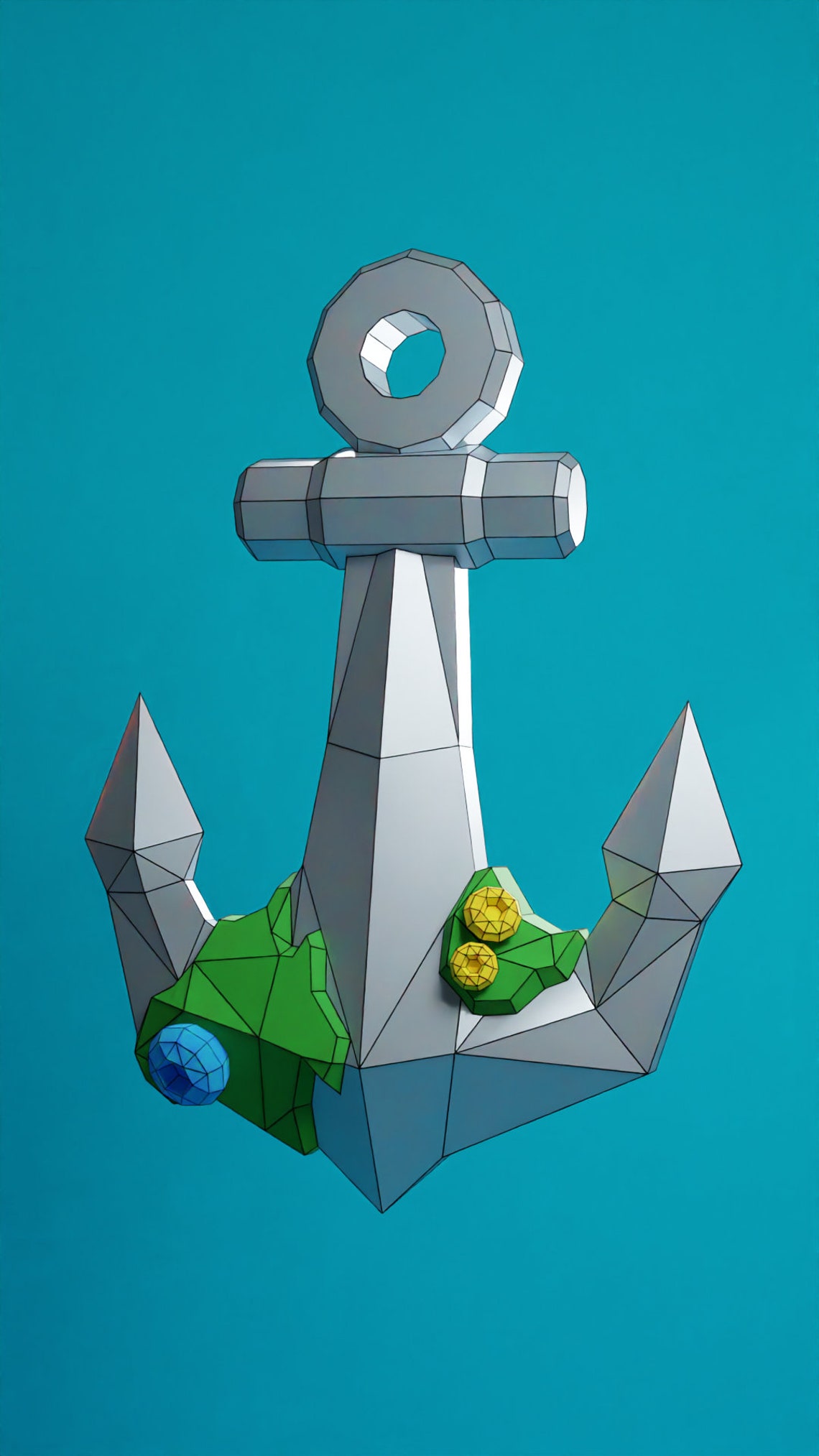 Anchor Papercraft 3D, Pepakura Pdf Template Low Polygonal Paper ...