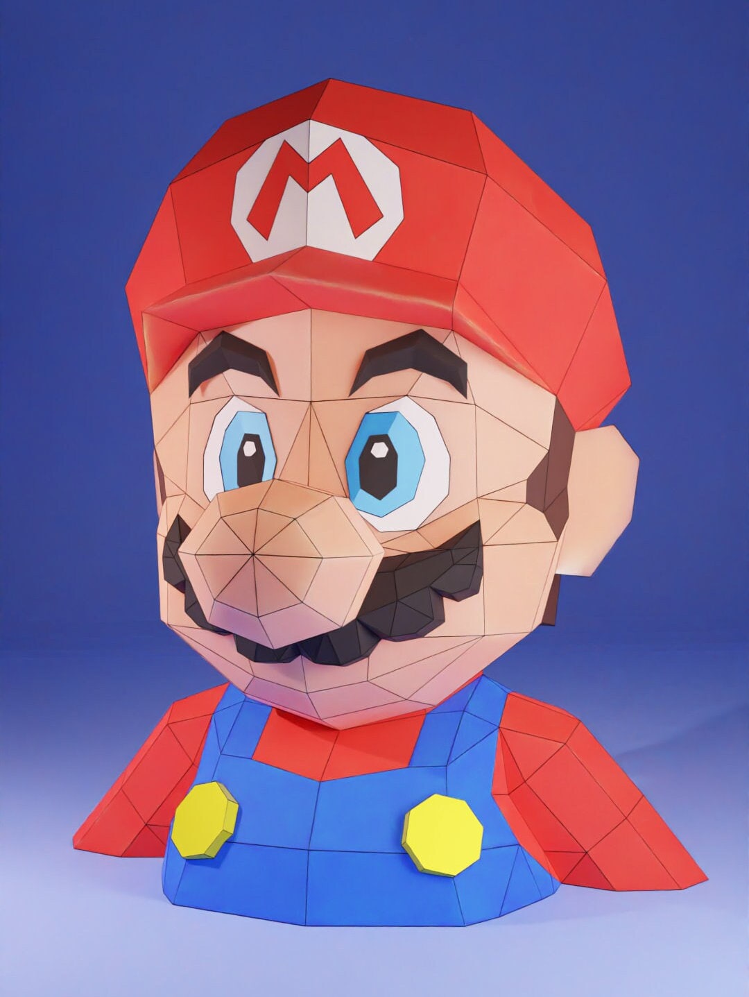 Bust of Mario Papercraft 3D, Pepakura Pdf Template Low Polygonal Paper ...