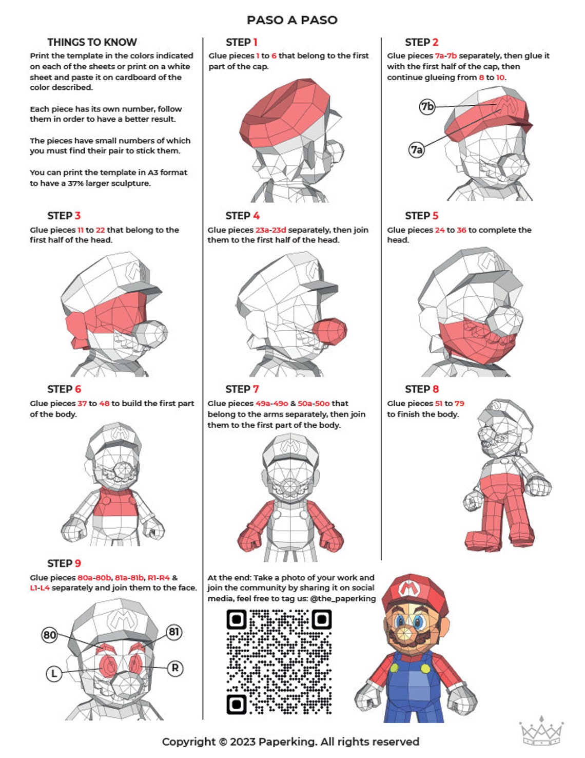 Mario Papercraft 3D Pepakura Pdf Template Low Polygonal Paper - Etsy ...