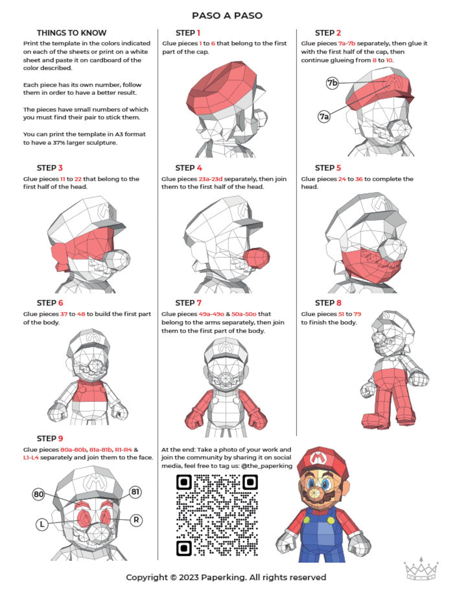 Mario Papercraft 3D Pepakura Pdf Template Low Polygonal Paper - Etsy Canada