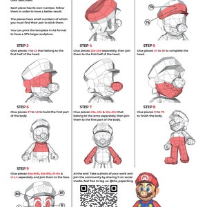 Mario Papercraft 3D, Pepakura Pdf Template Low Polygonal Paper ...