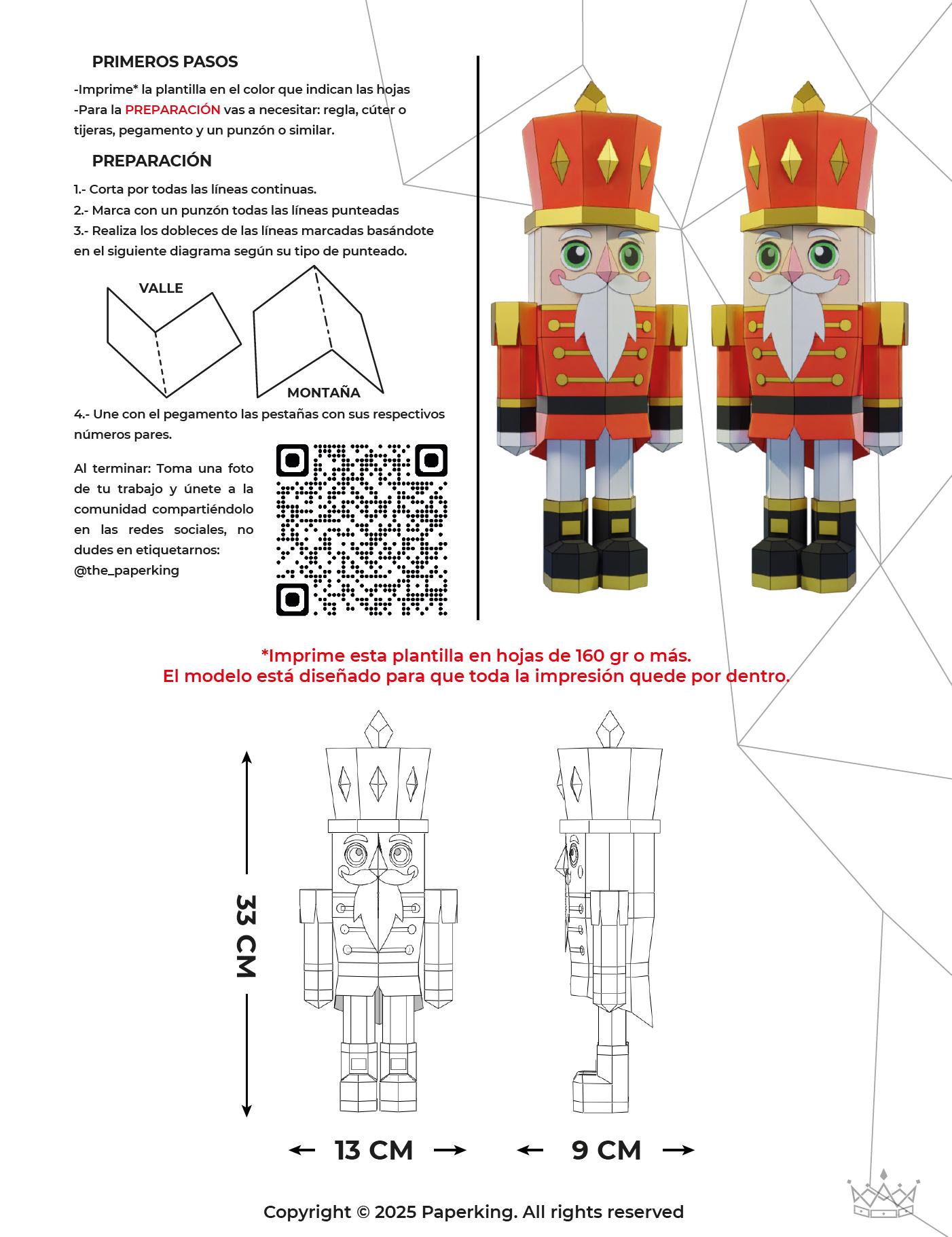 Nutcracker Papercraft 3D – Low Poly PDF Svg Dxf Template | Pepakura ...