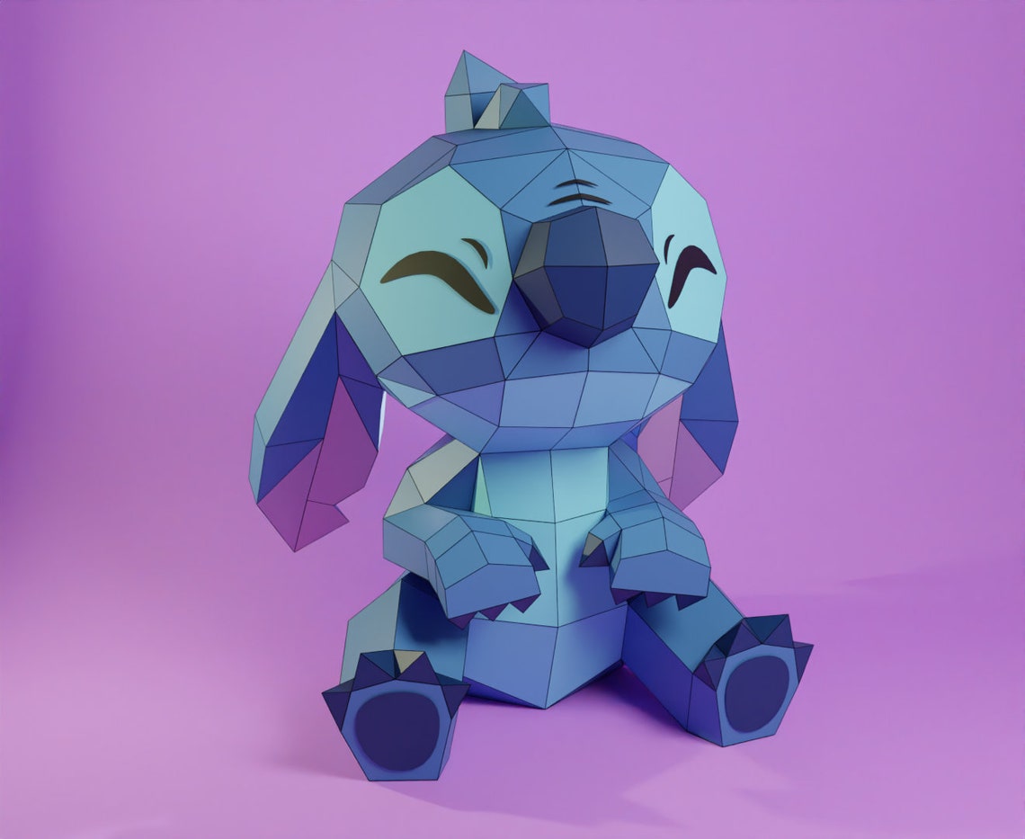 Stitch Papercraft 3D, Pepakura Pdf Template Low Polygonal Paper ...