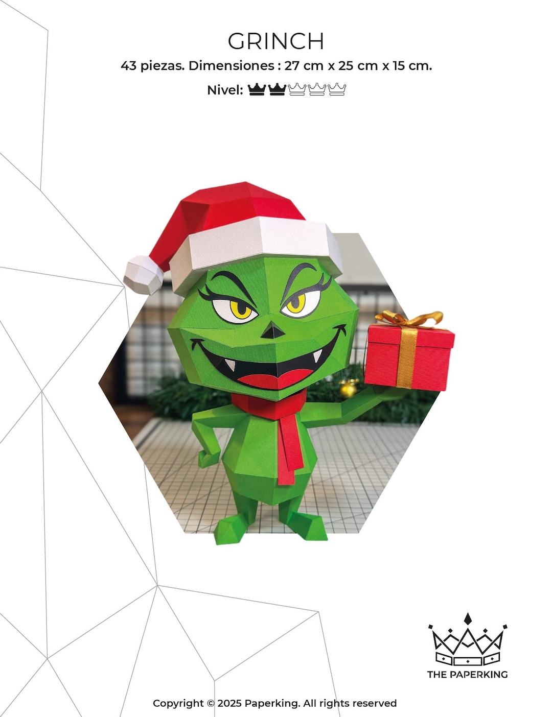 Grinch en papier 3D – Modèle low poly PDF SVG DXF | Modèle Pepakura de ...