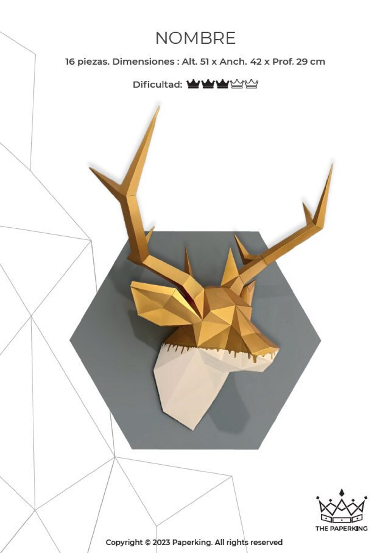 Deer Papercraft 3D, Pepakura Pdf Template Low Polygonal Paper Sculpture ...