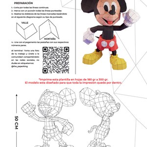 Mickey Papercraft 3D, Pepakura Pdf Template Low Polygonal Paper ...