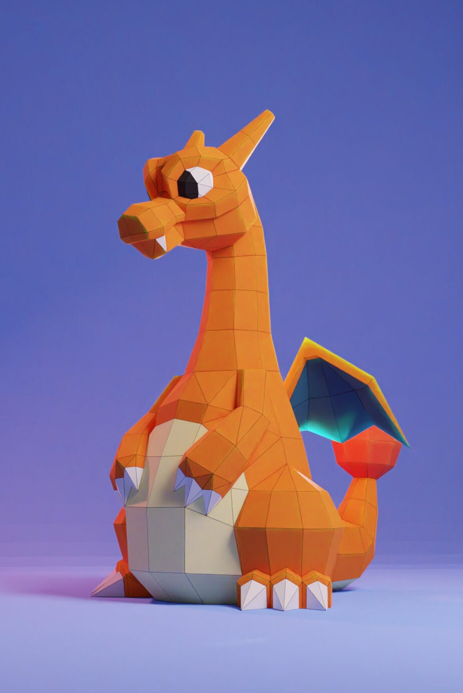 Charizard Papercraft 3D, Pepakura Pdf Template Low Polygonal Paper ...