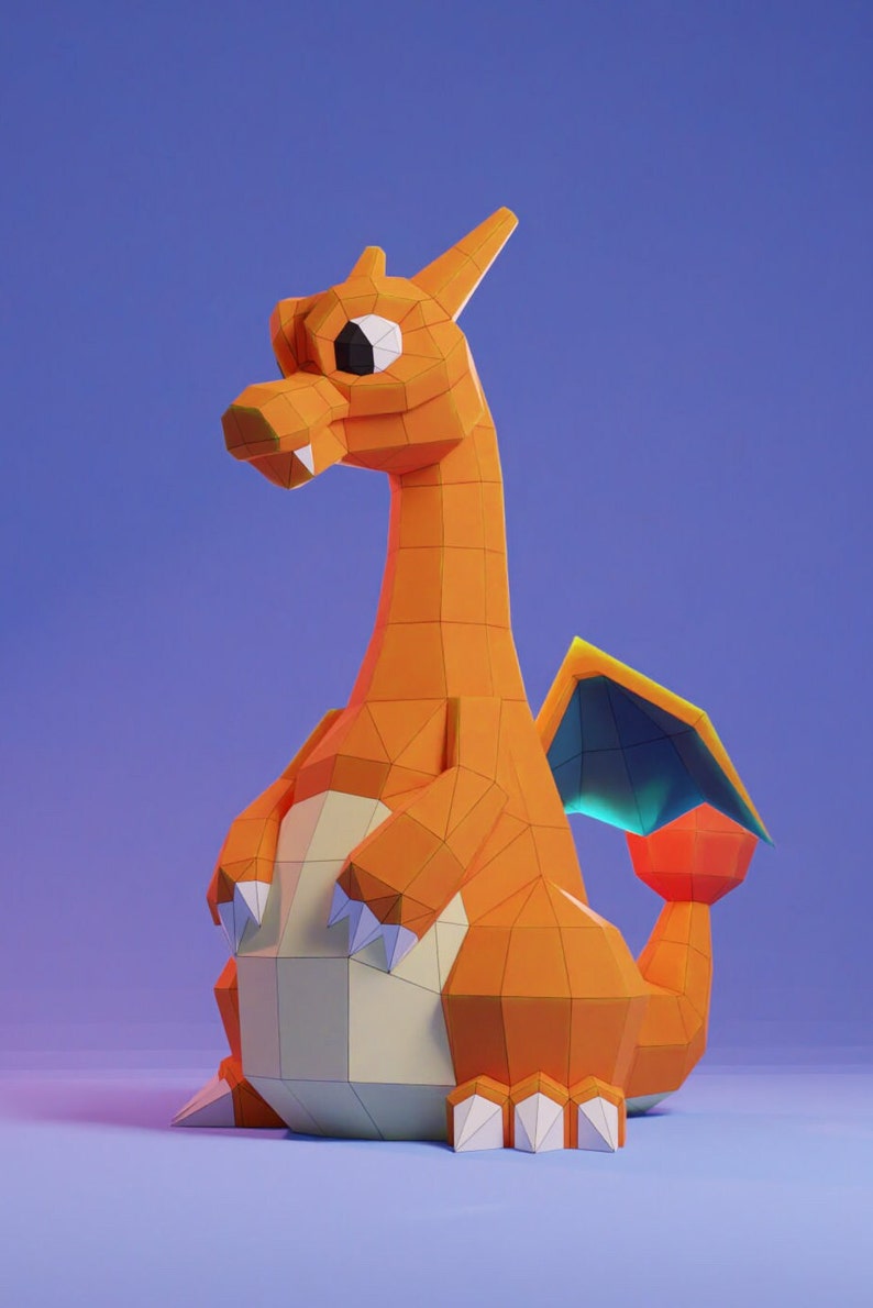 Charizard Papercraft 3D, Pepakura Pdf Template Low Polygonal Paper ...