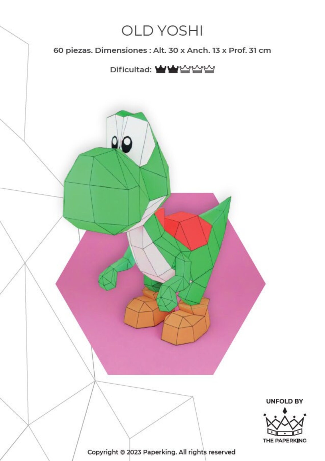 Yoshi Papercraft 3D, pepakura Pdf template Low polygonal Paper ...
