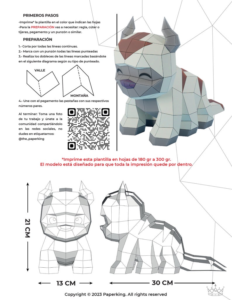 Flying Bison Papercraft 3D, Pepakura Pdf Template Low Polygonal Paper ...