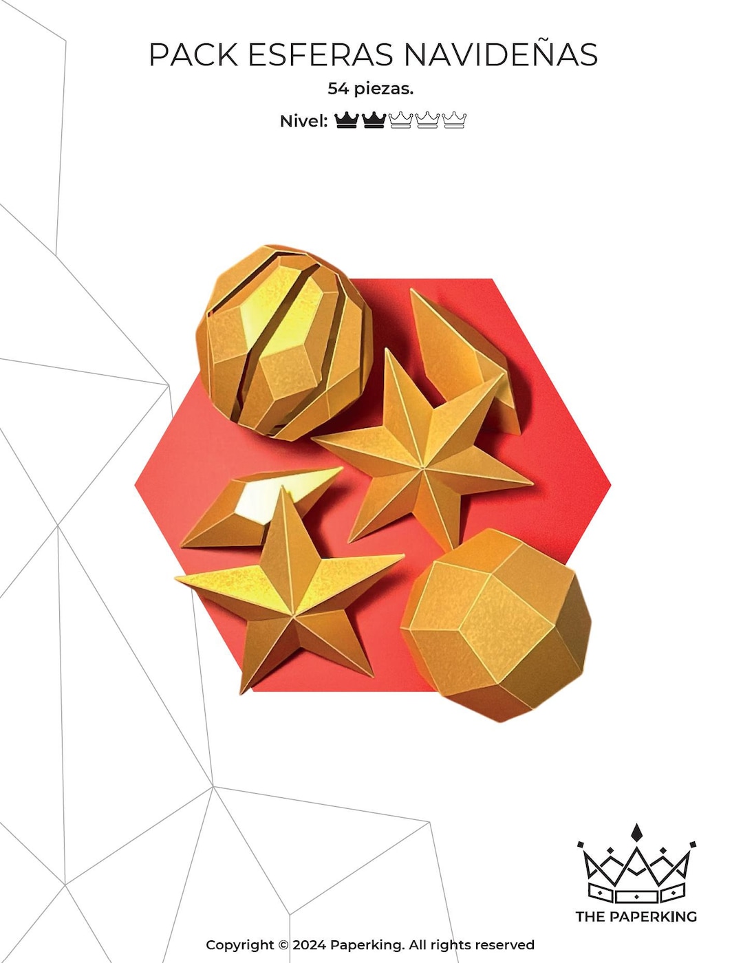 Christmas Spheres Papercraft 3D, Pepakura Pdf Template Low Polygonal ...