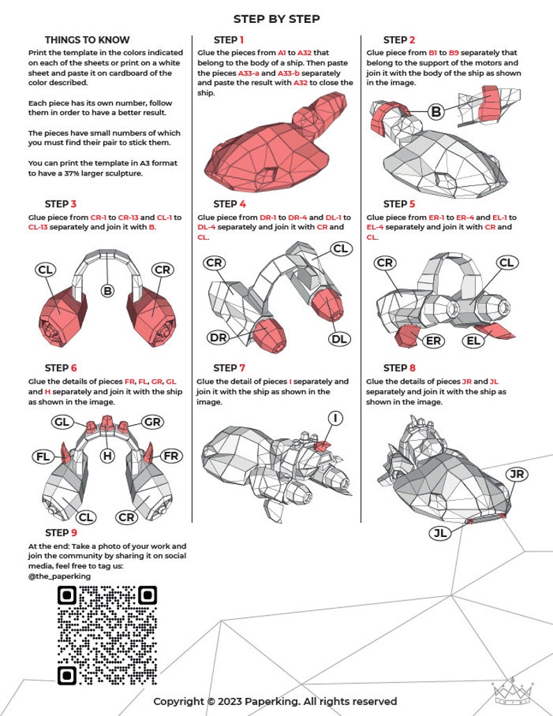 Space Ship Papercraft 3D Pepakura Pdf Template Low Polygonal - Etsy