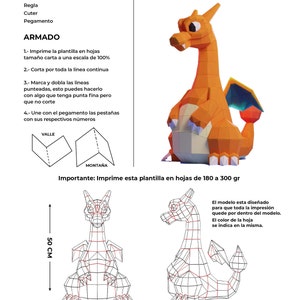 Charizard Papercraft 3D, Pepakura Pdf Template Low Polygonal Paper ...