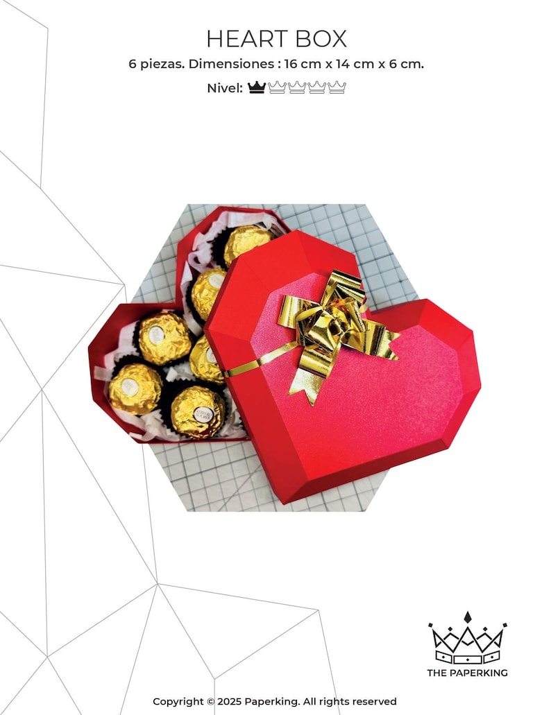 Heart Box Papercraft 3D – Small DIY PDF Svg Dxf Template | Low Poly ...