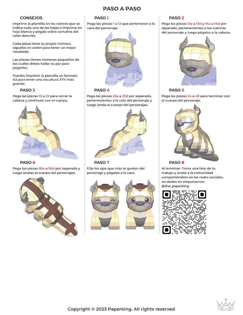 Flying Bison Papercraft 3D, Pepakura Pdf Template Low Polygonal Paper ...