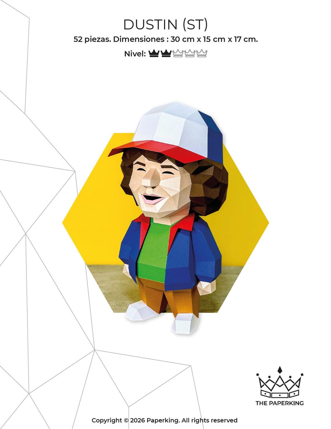 Dustin Papercraft 3D – Low Poly PDF Svg Dxf Template | Stranger Things ...