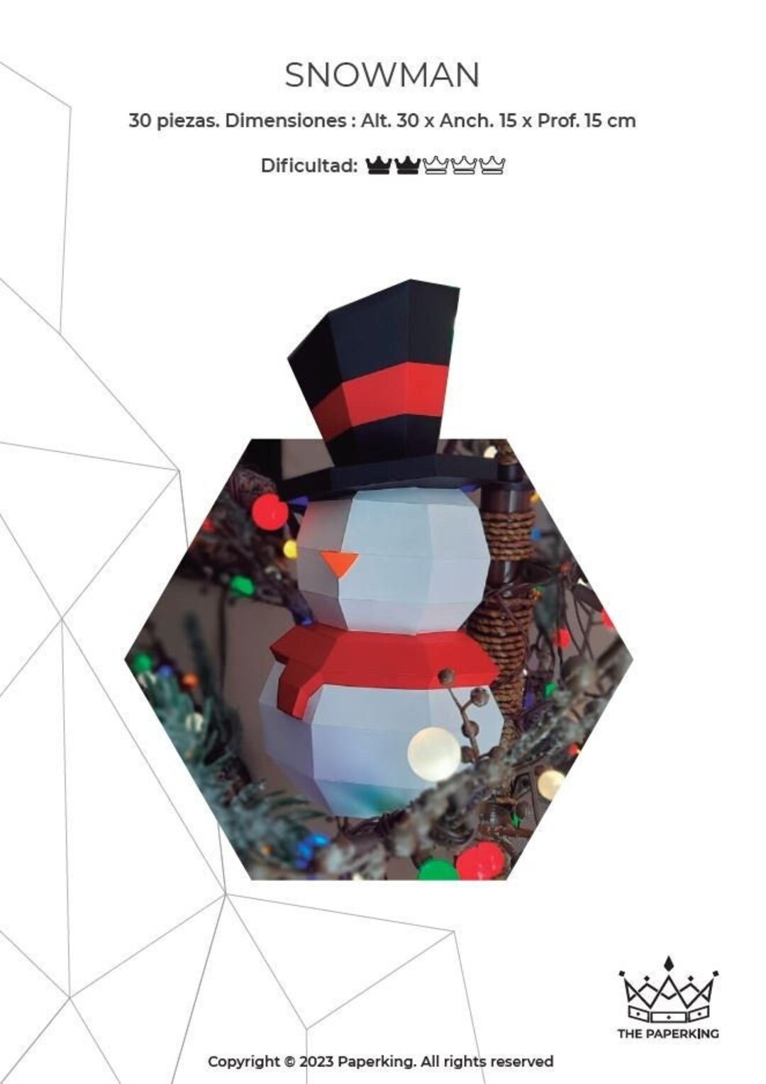 Snowman Papercraft 3D – Low Poly DIY Snowman | PDF Template for Paper ...