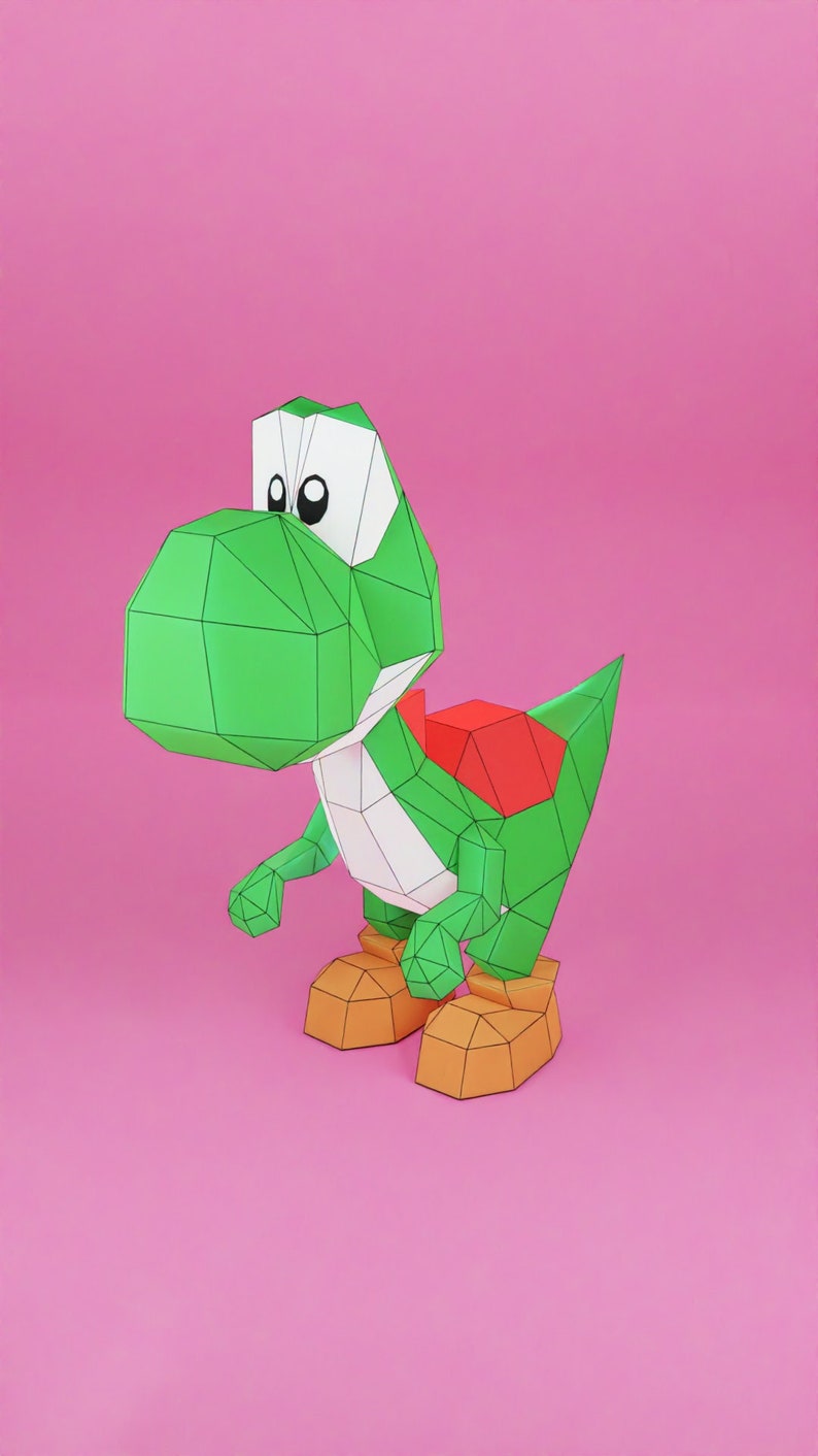 Yoshi Papercraft 3D, Pepakura Pdf Template Low Polygonal Paper ...