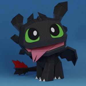 Mini Toothless Papercraft 3d – Low Poly Pdf SVG DXF Template | How to ...