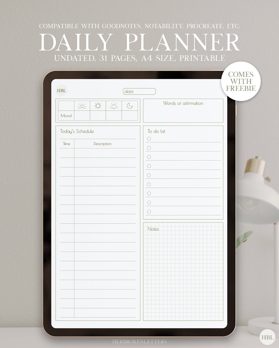 Digital Daily Planner, Printable Daily Planner, to Do List, Undated ...