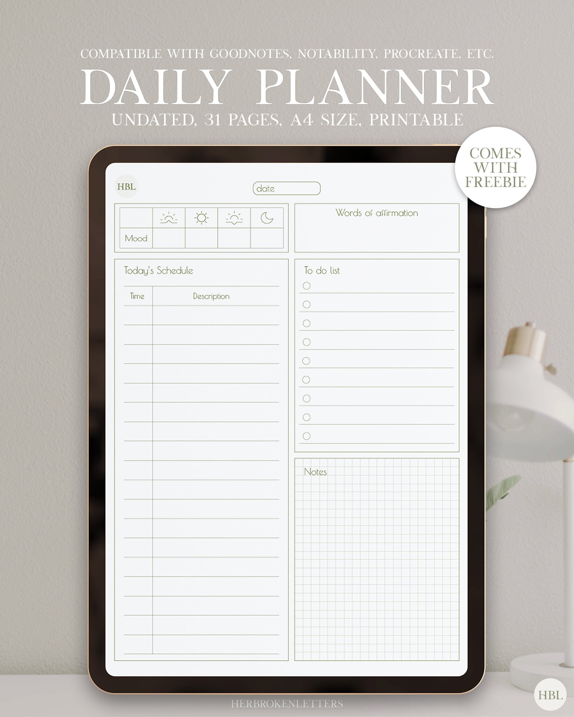 Digital Daily Planner, Printable Daily Planner, to Do List, Undated ...