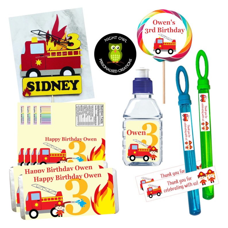 Firetruck Birthday Stickers Fire Engine Labels Thank You - Etsy