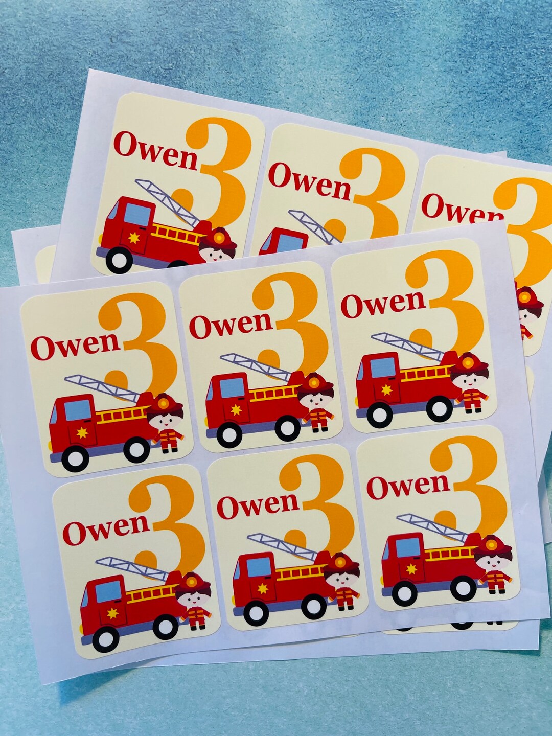 Firetruck Birthday Stickers Fire Engine Labels Thank You - Etsy