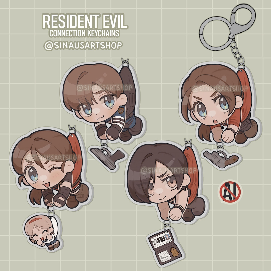 Resident Evil 2 Keychain - Claire Redfield, Leon Kennedy and Ada Wong ...
