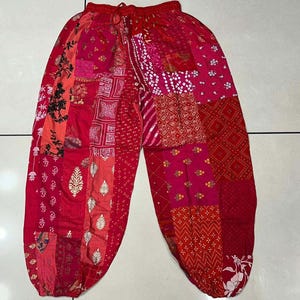 Himalayan Patchwork Hippie Pants With Two Pockets and Elastic Waist ...