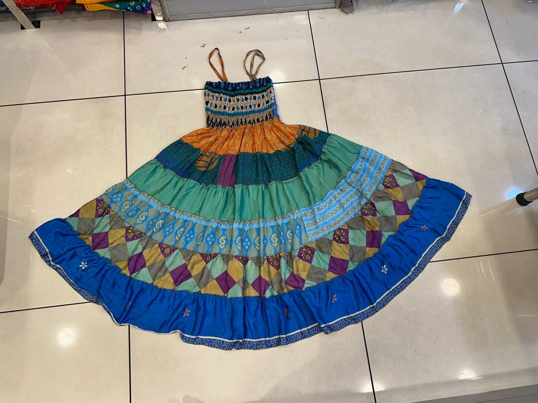 Bohemian Women Tiered Maxi Skirt, 2 in One Skirt and Dress, Patch Work ...