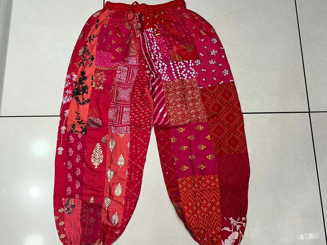 Himalayan Patchwork Hippie Pants With Two Pockets and Elastic Waist ...