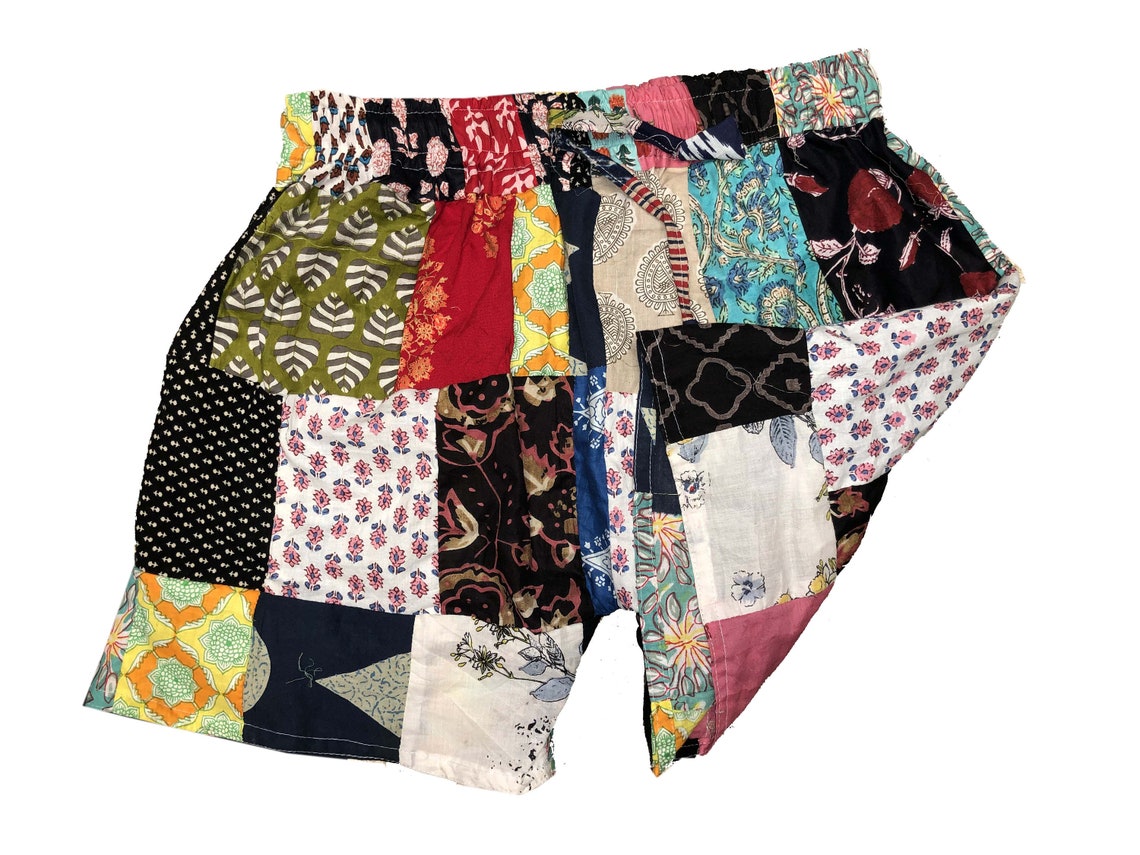 Patchwork Cotton Men-women Shorts/ Fun and Colorful Floral - Etsy UK