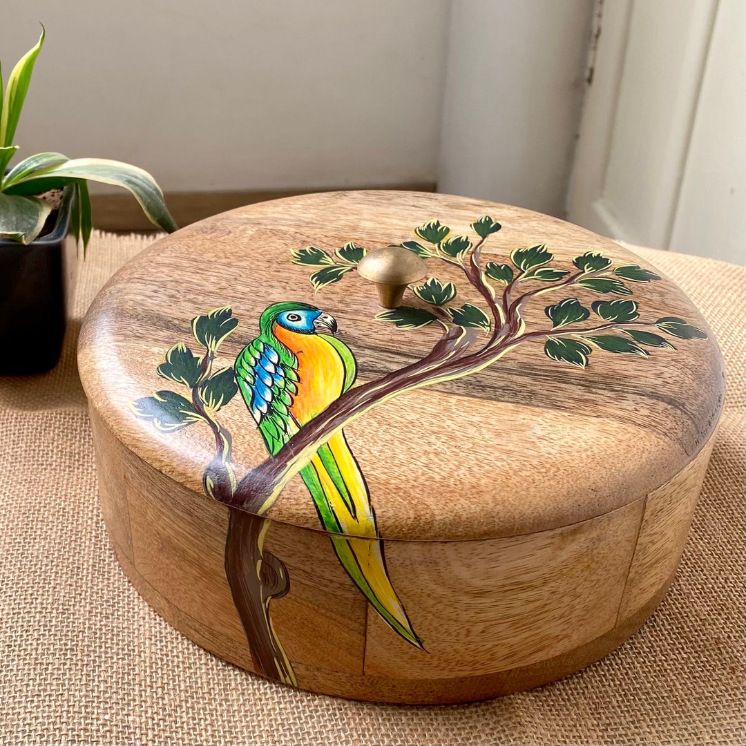 Hand-painted Wooden Storage Box Wedding Gift Jewellery Box Housewarming ...