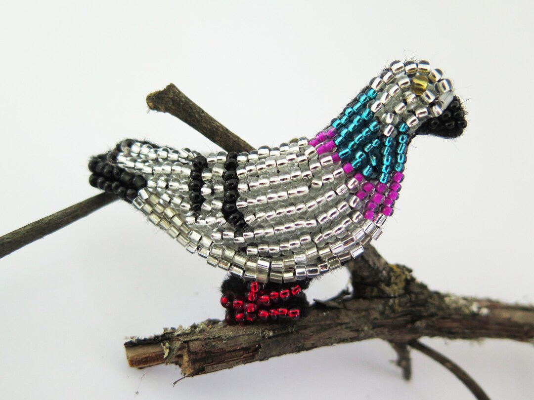 Pigeon Brooch Embroidered With Glass Pearl - Etsy