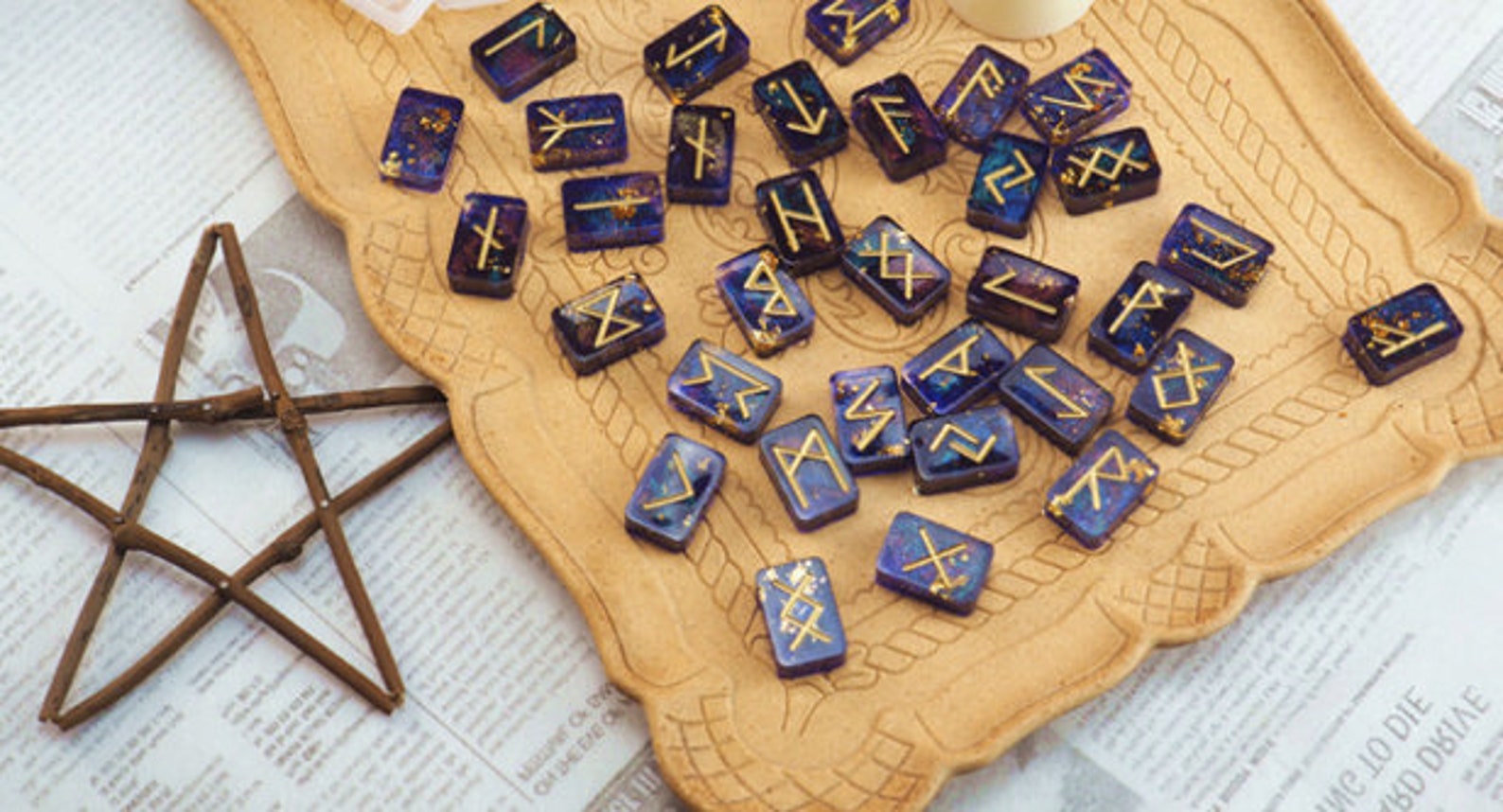 FREE GIFT Runes Diy Full Set Elder Furthark 24 Mold One Blank Resin ...
