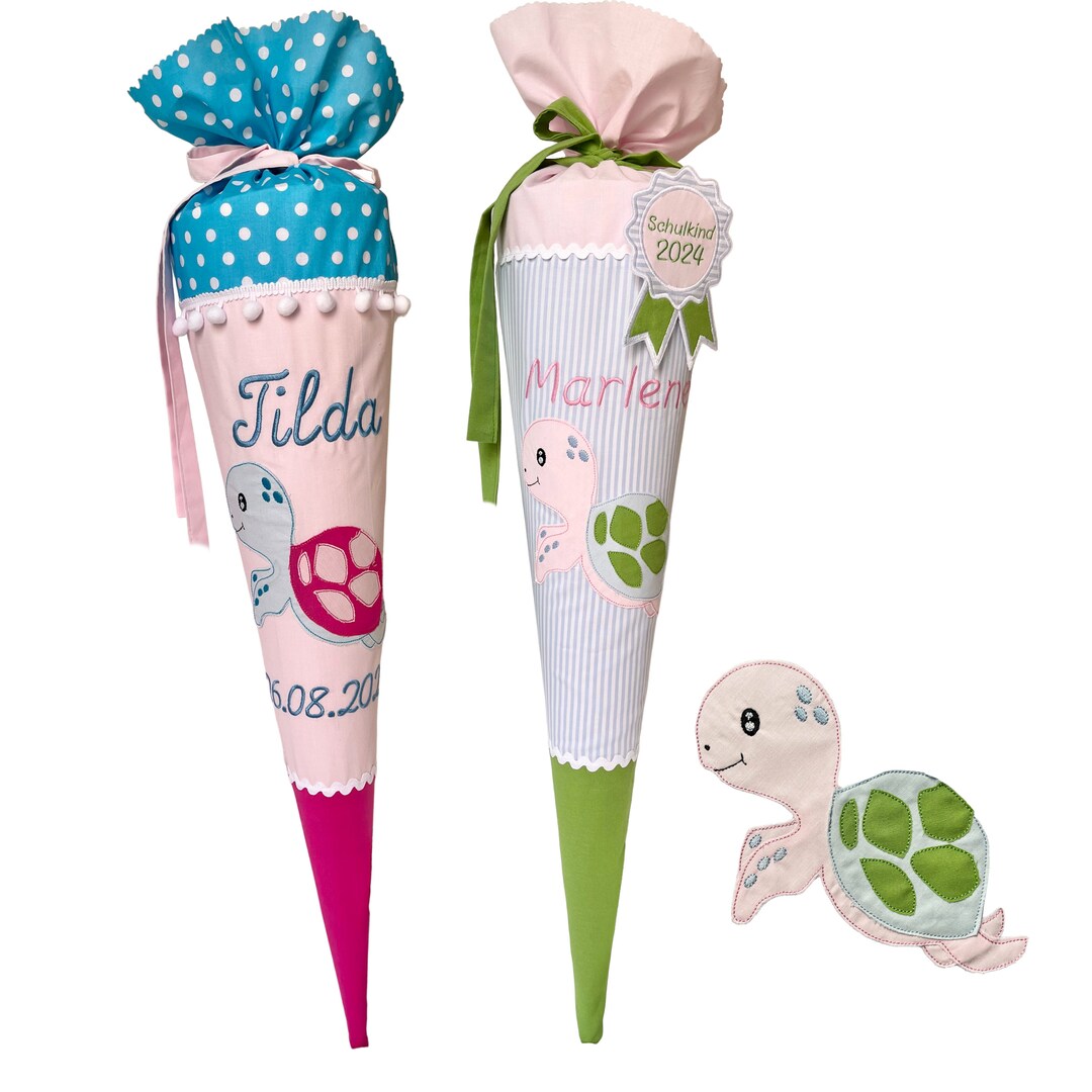 School Cone turtle Embroidered With Name Many Fabrics to Choose From ...