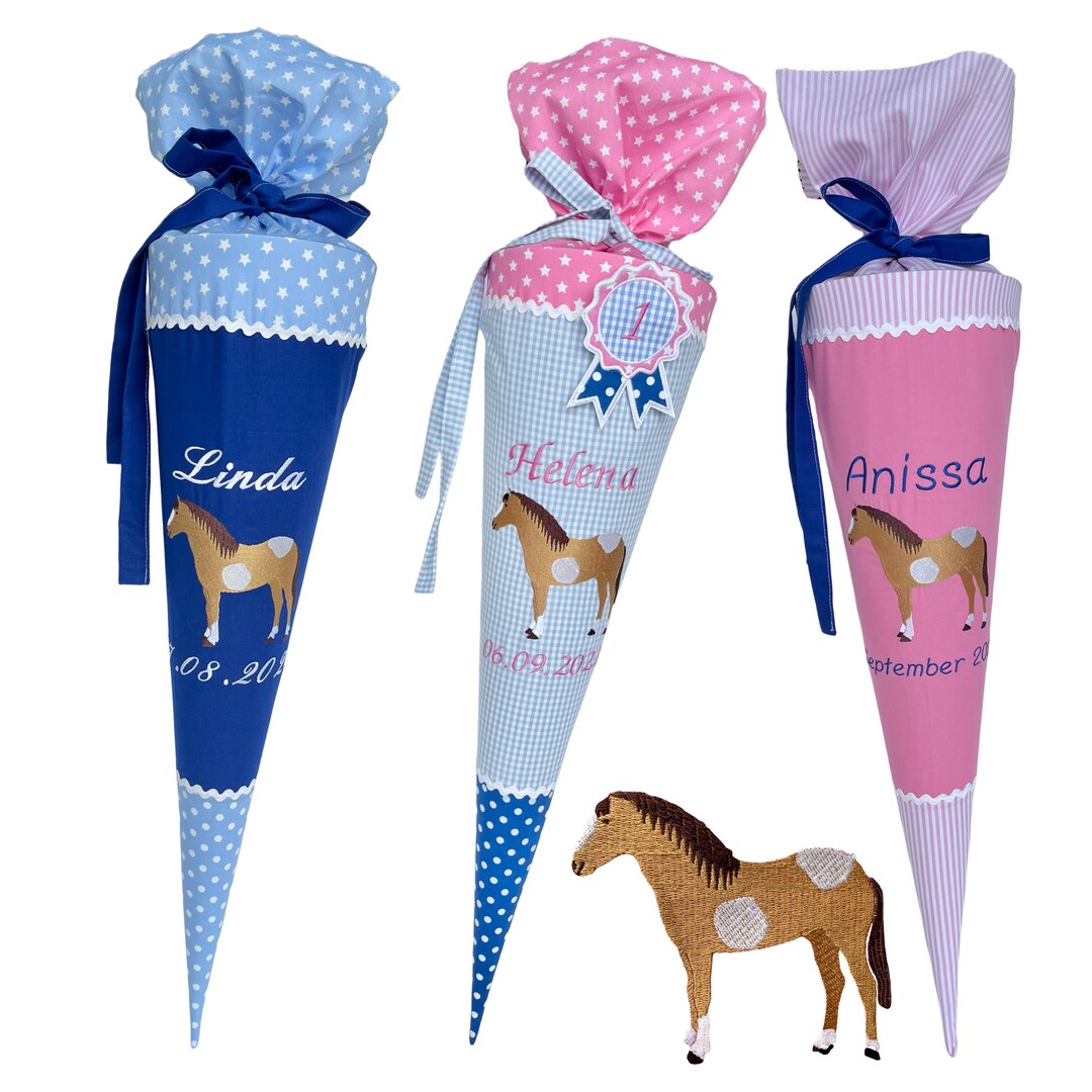 School Cone horse 70 Cm or 80 Cm Embroidered With Name And/or Date Many ...