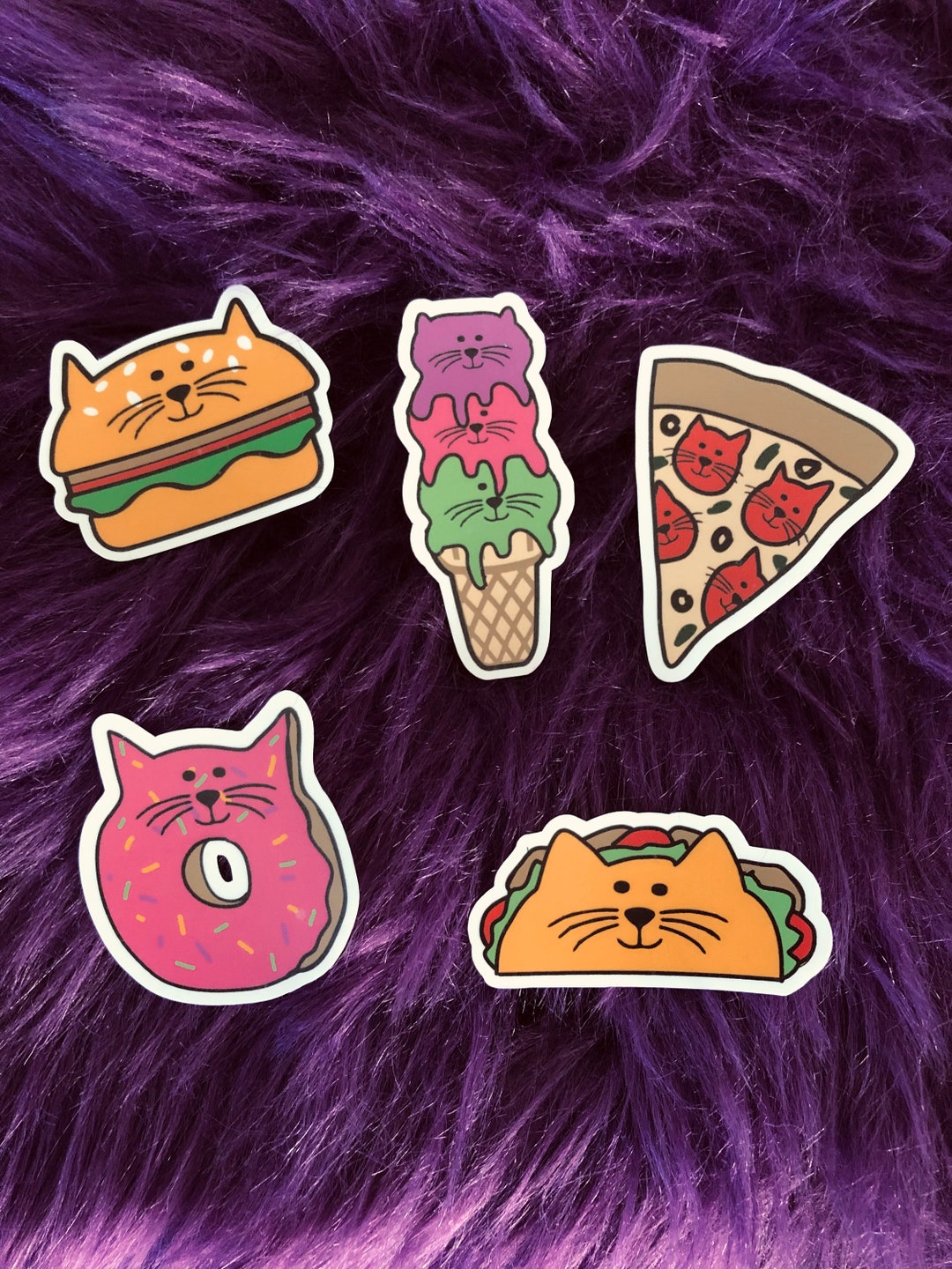 DISCONTINUED Set of 5 Small Cat Food Stickers | Cat Stocking Stuffer ...