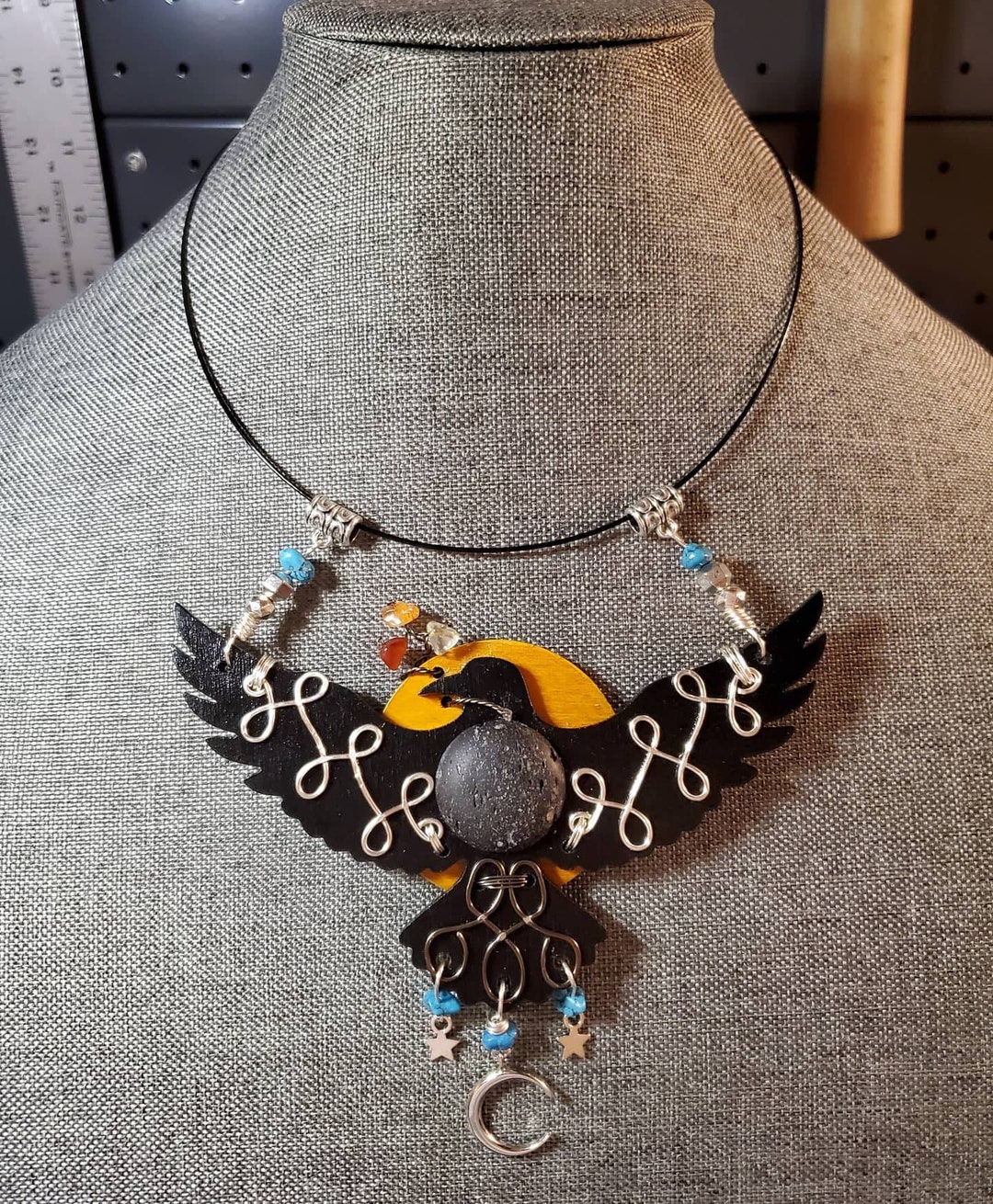 Native American Legend Inspired Wooden Raven Necklace (with Sun, Moon ...