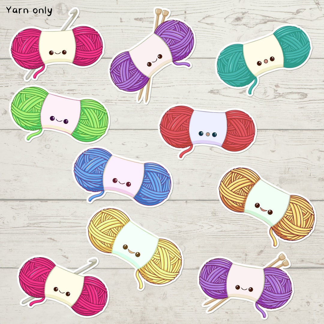 Diecut Yarn Sticker Pack, Rainbow Crochet Knitting Wool Stickers ...