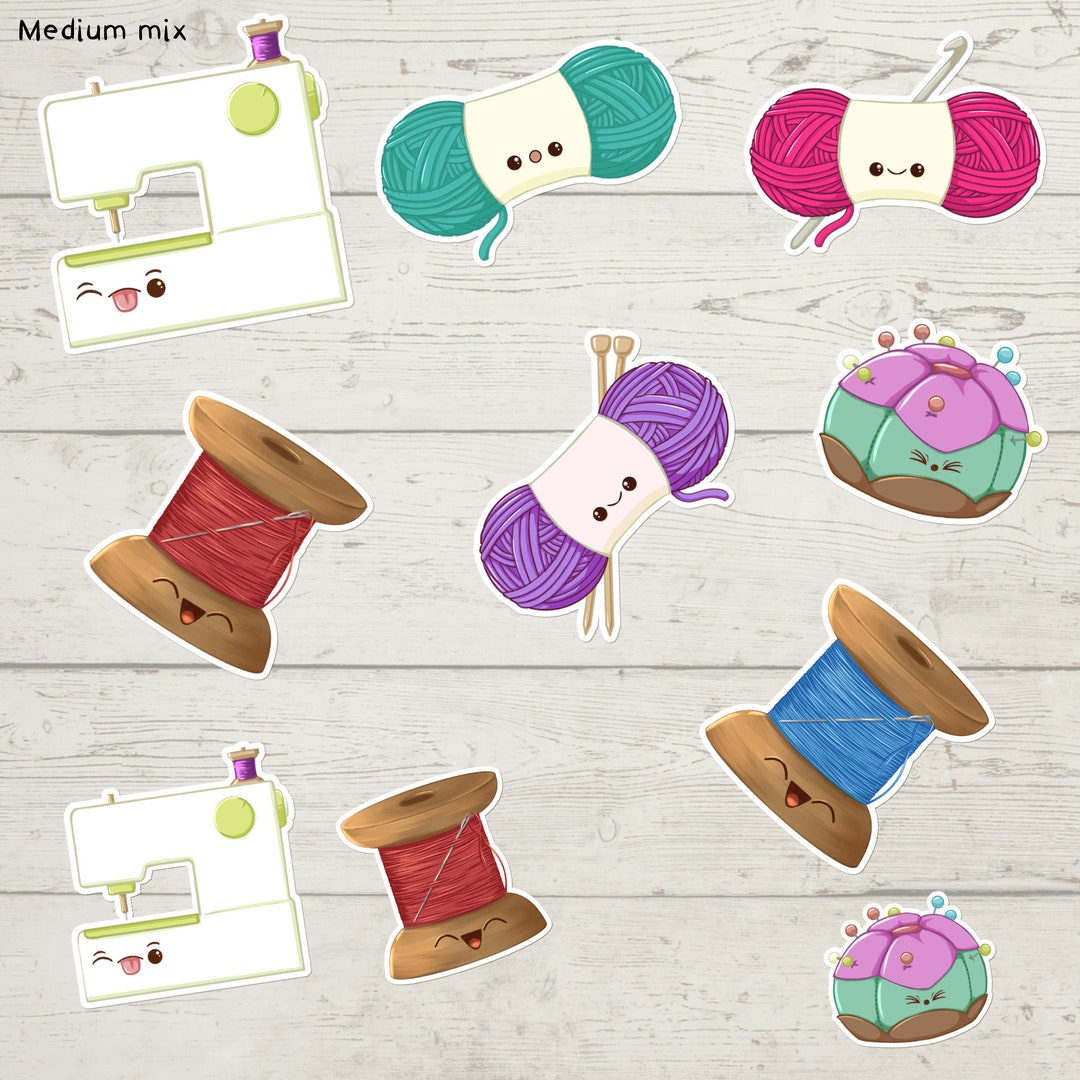 Diecut Sewing Yarn Sticker Pack, Rainbow Crochet Knitting Wool Stickers ...