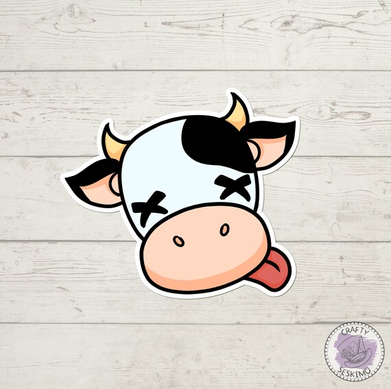 Large Matte Vinyl Die-cut Sticker Dead Cow Cartoon Sticker | Etsy