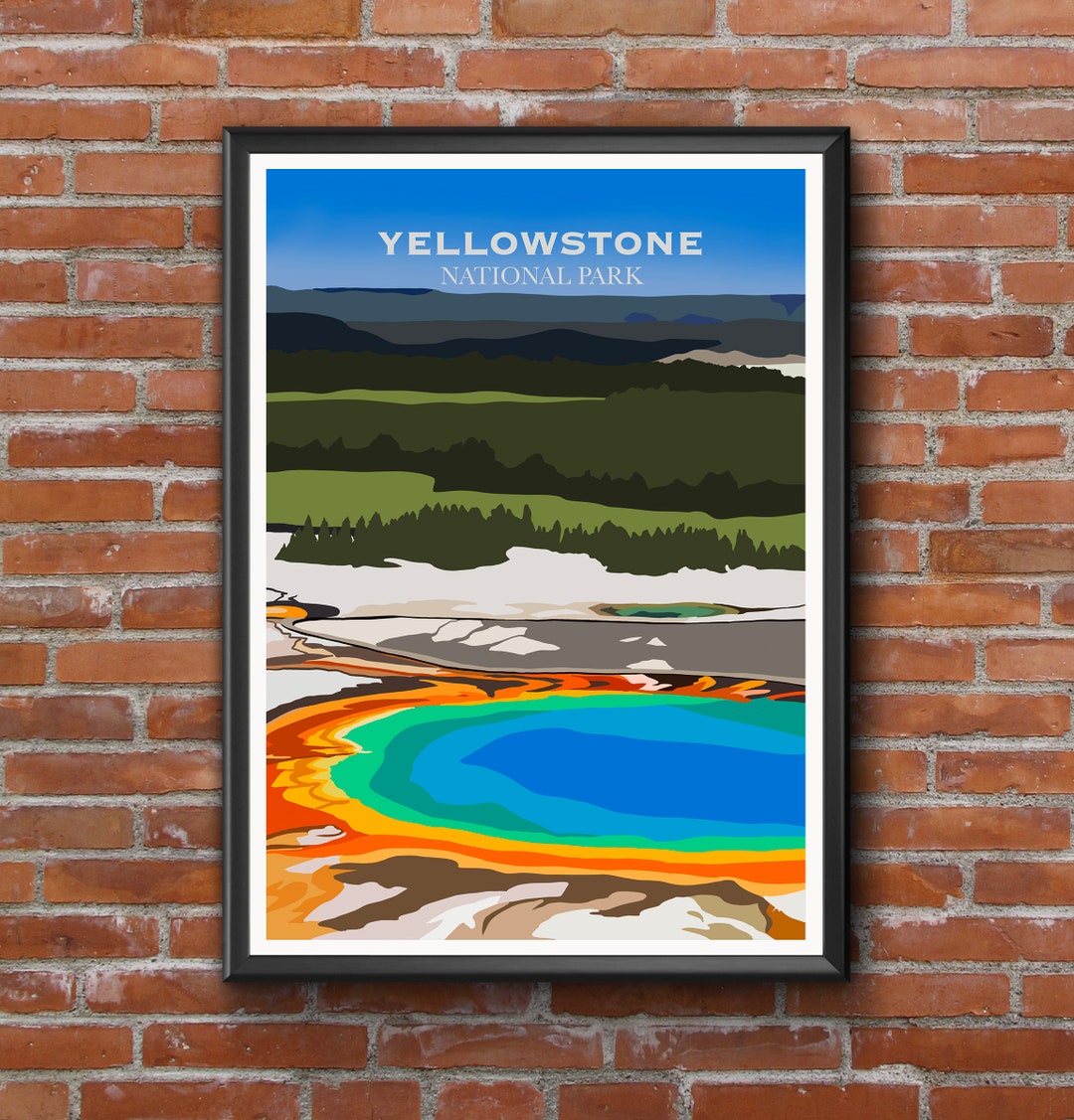 Yellowstone National Park Print Travel Poster Travel - Etsy