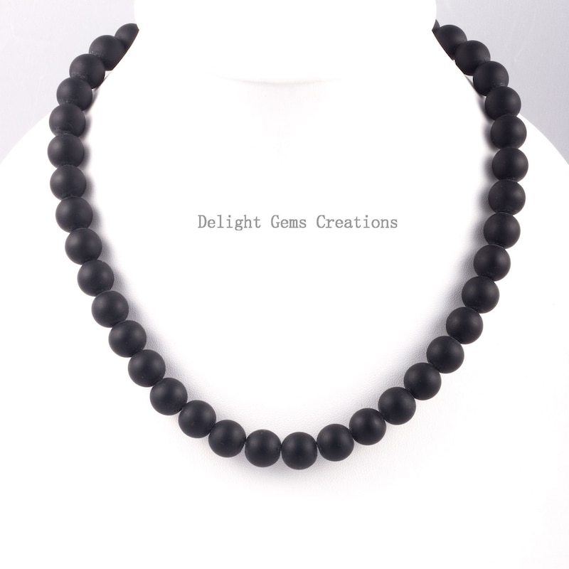 Black Bead Necklace - Etsy