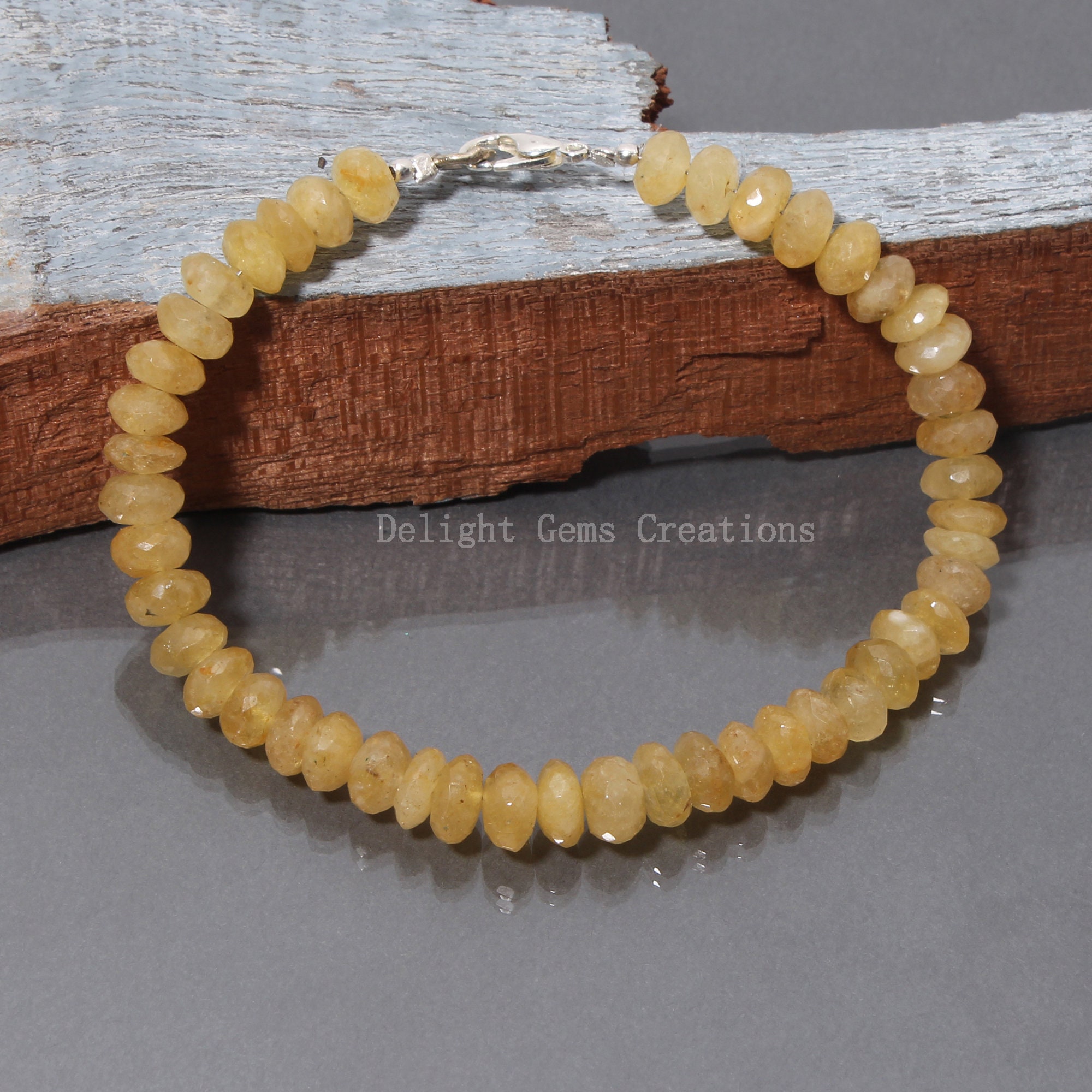 Yellow Heliodor Golden Beryl Gemstone Beads Bracelet, 7-7.5mm Heliodor ...