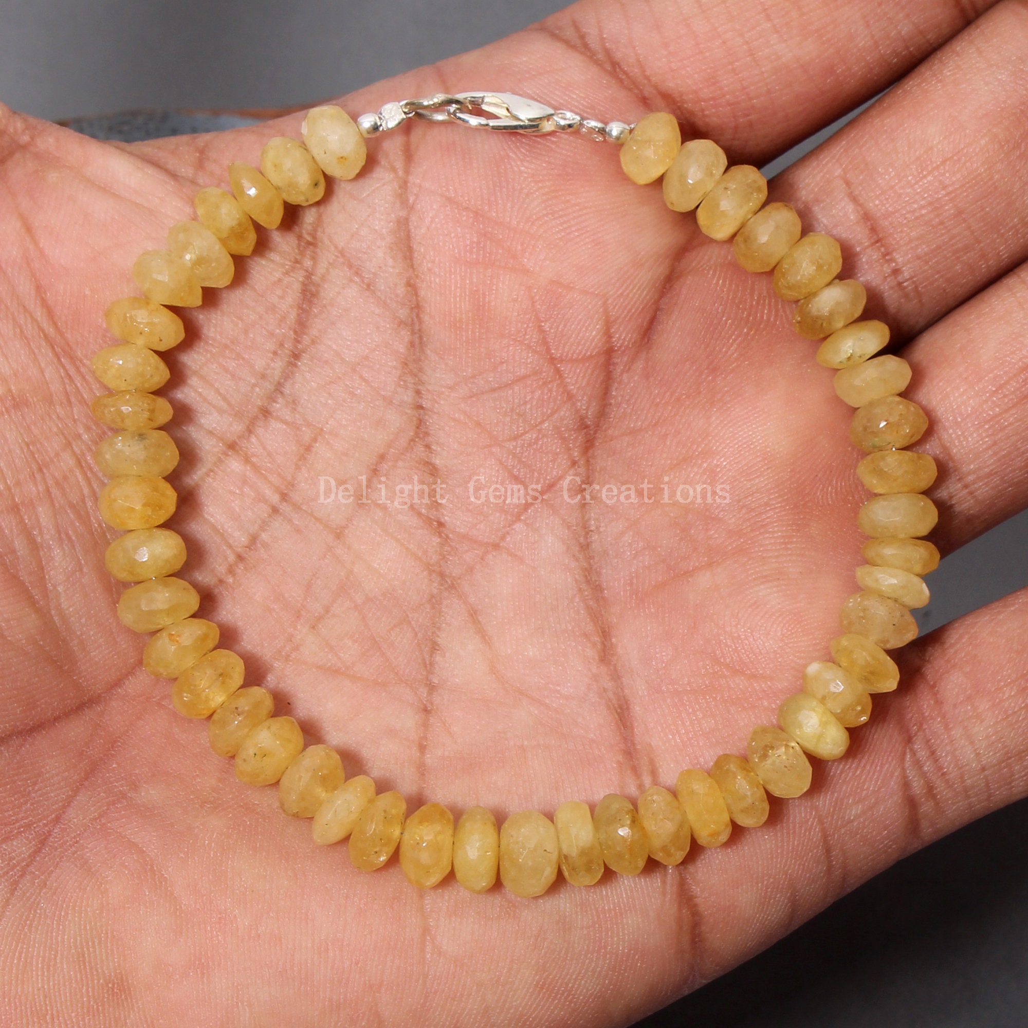 Yellow Heliodor Golden Beryl Gemstone Beads Bracelet, 7-7.5mm Heliodor ...
