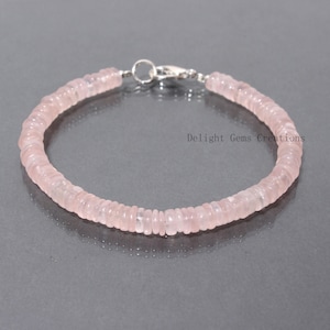 Natural Rose Quartz Beaded Bracelet, 6mm Rose Quartz Smooth Round Tyre ...