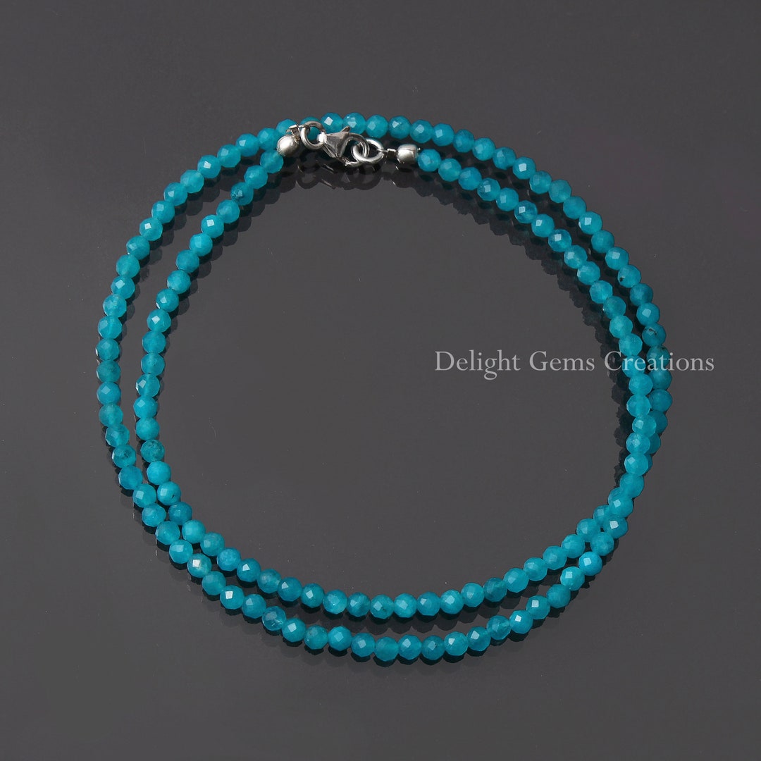 Beautiful Blue Quartz Beaded Necklace 3mm-3.5mm, Blue Quartz Micro ...
